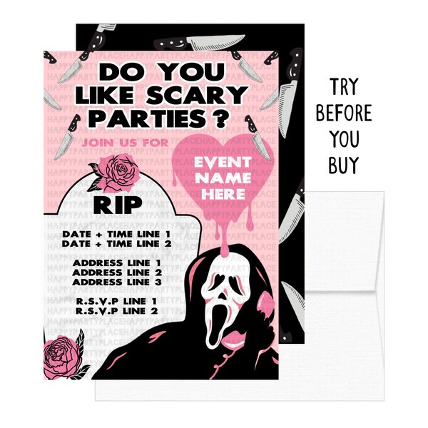 Pink Scream Party Invitations - Etsy