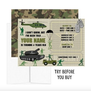Army Thank You Card, Army Theme Thank You Cards, Army Party Thank You ...