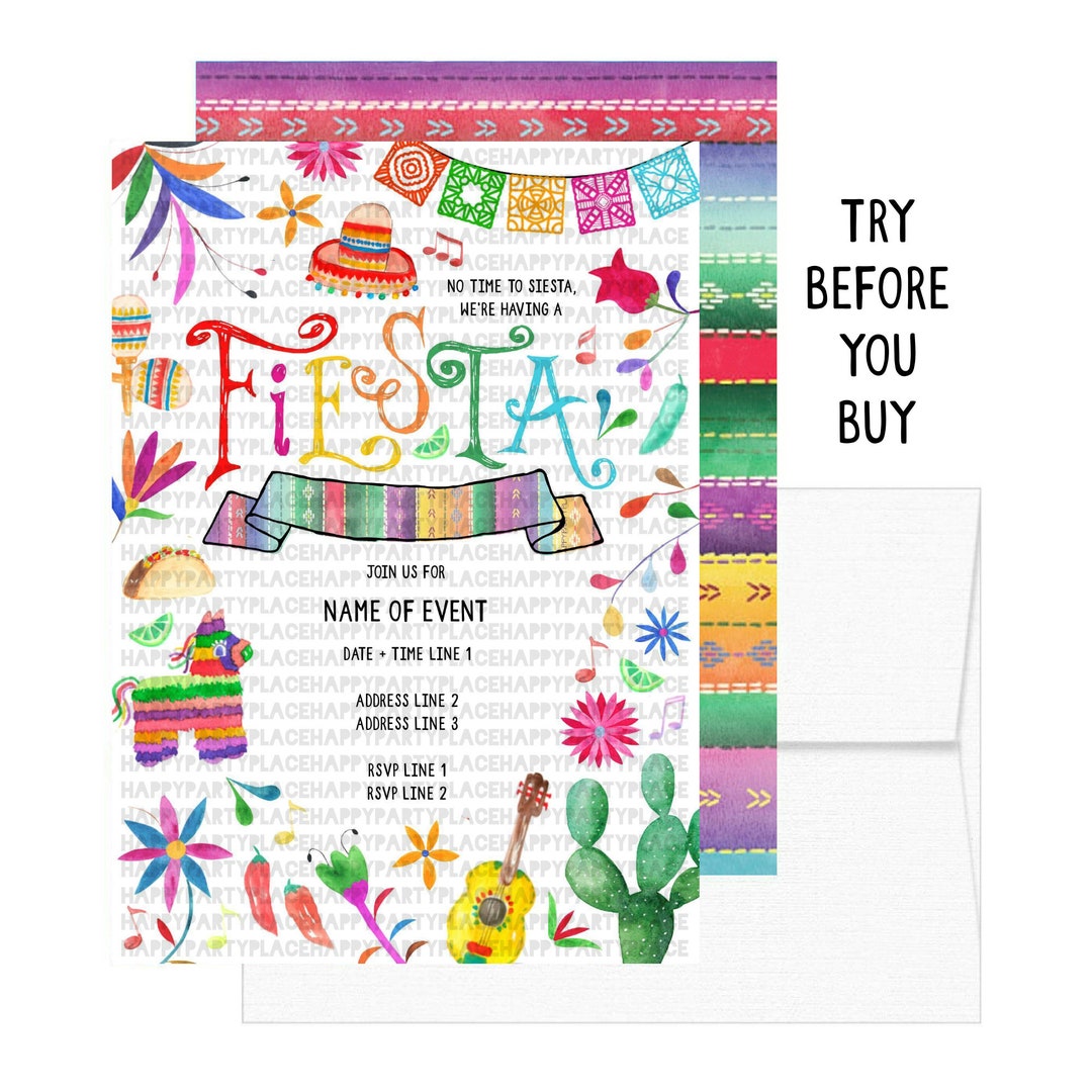 Fiesta Party, Fiesta Theme, Fiesta Invitations, Fiesta Invitation, DIY ...