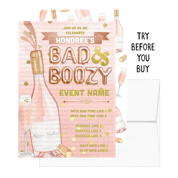 Invitation and Birthday Bad Boozy - Etsy