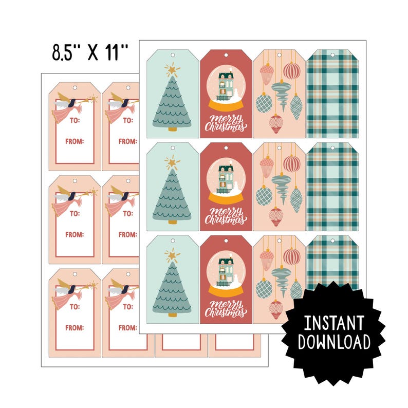 Instant Download Printable Cute Christmas Gift Tags, Holiday Gift Tags ...