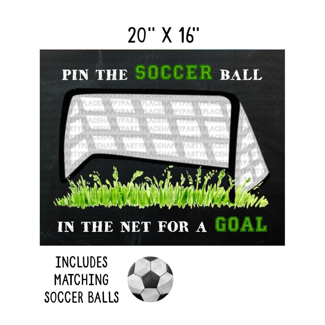 Soccer Party Games, Pin the Soccer Ball in the Net, Football Party Game ...