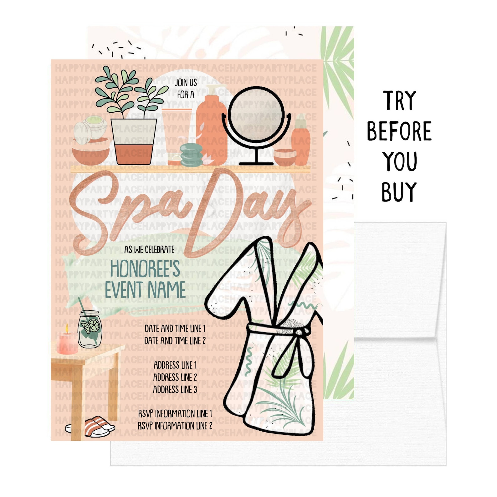 Spa Party Invitation, Spa Theme Birthday Party, Spa Bachelorette, Spa ...