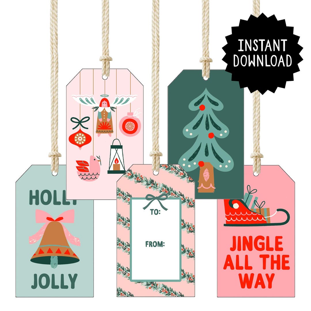 Instant Download Printable Cute Christmas Gift Tags, Holiday Gift Tags ...