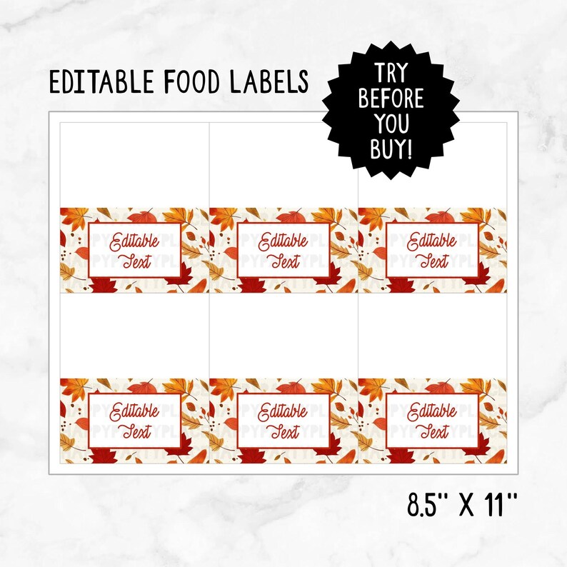 Printable Fall Buffet Cards, Thanksgiving Buffet Cards, Fall Table Food ...