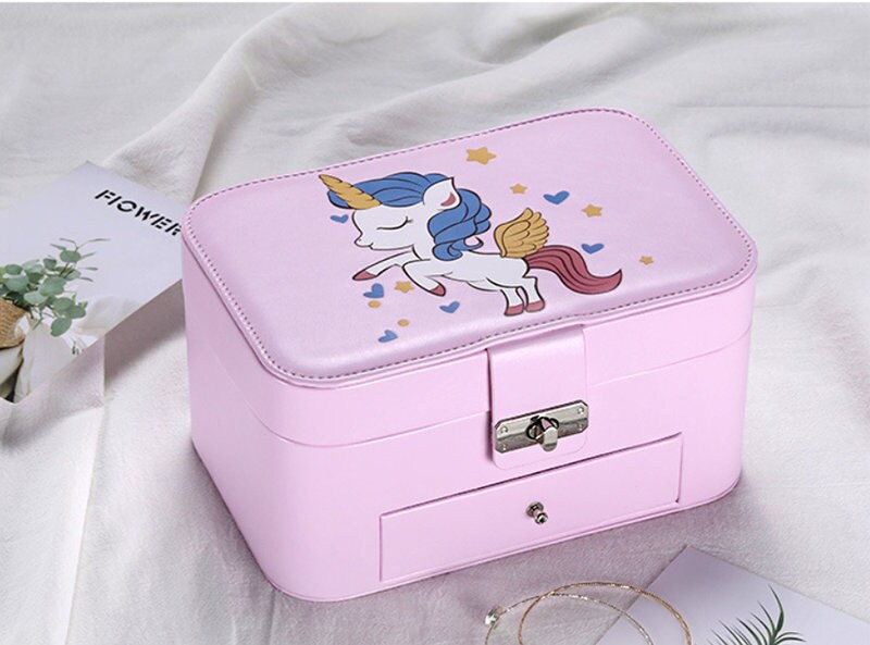 Two Layers Cartoon Jewellery Box PU Leather Storage Organiser Case Gift ...