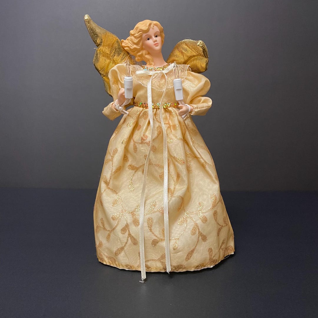 Vintage Christmas Angel With Wings Tree Topper Porcelain 12.75” Statue ...