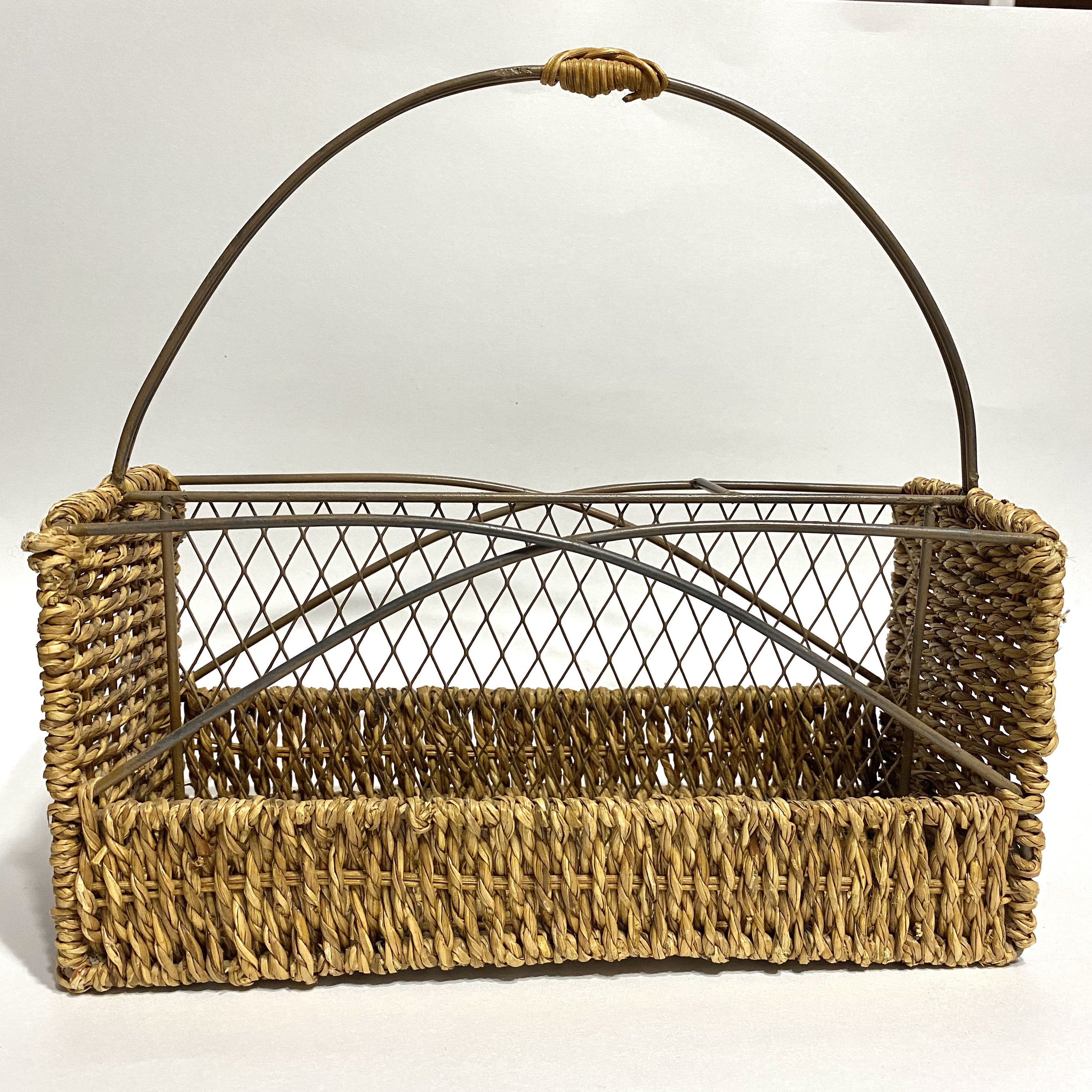 Vintage Wicker Letter Basket Office Organizer Boho Chic | Etsy