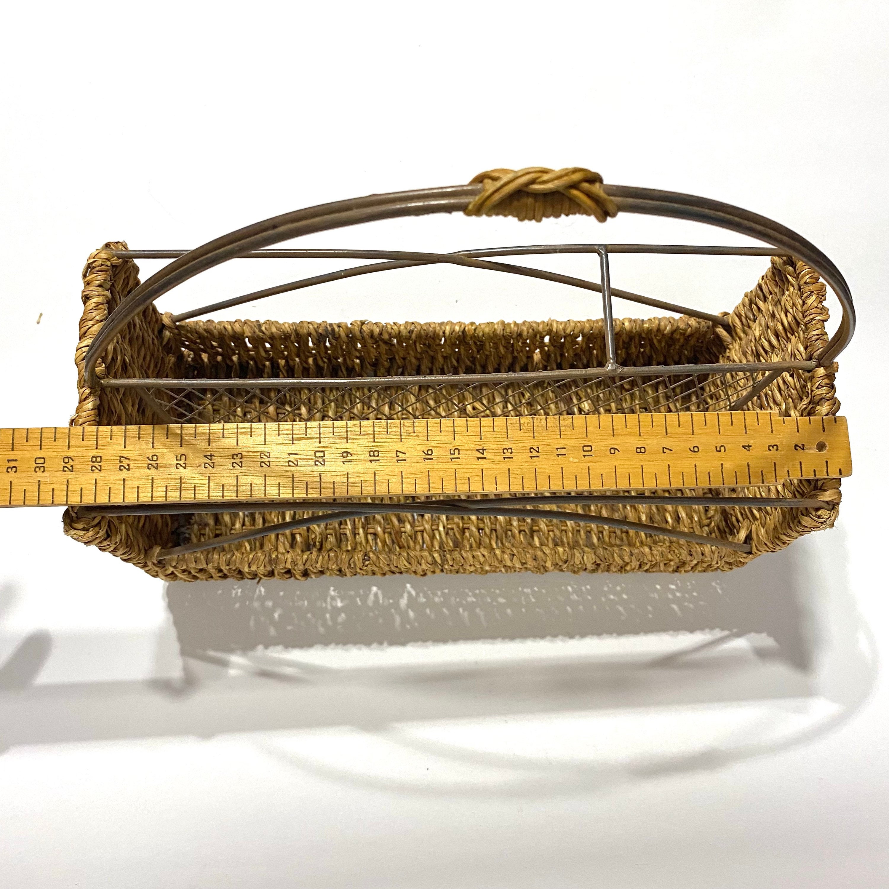 Vintage Wicker Letter Basket Office Organizer Boho Chic | Etsy