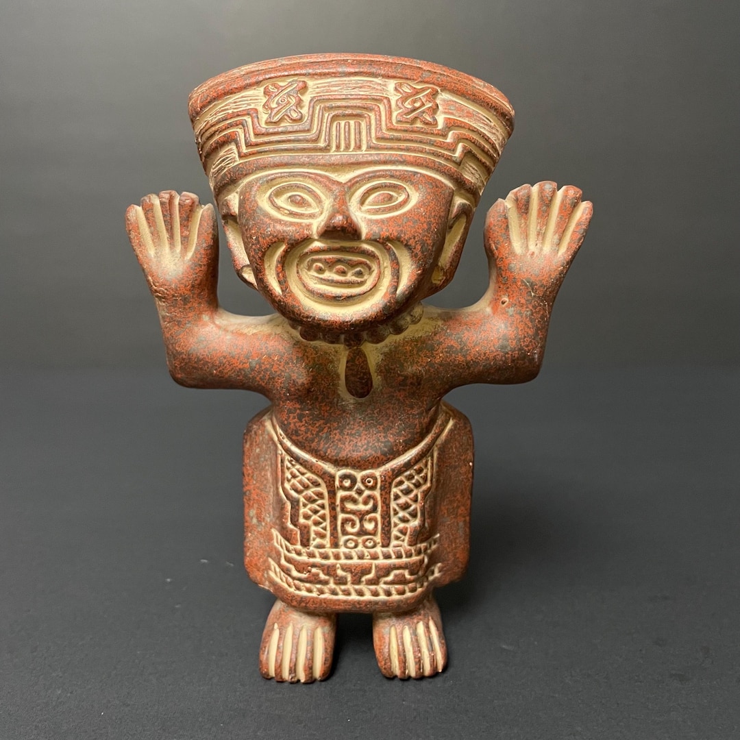 Vintage Tonaca Mexico Primitive Figurine Mayan Folk Art Sculpture Aztec ...