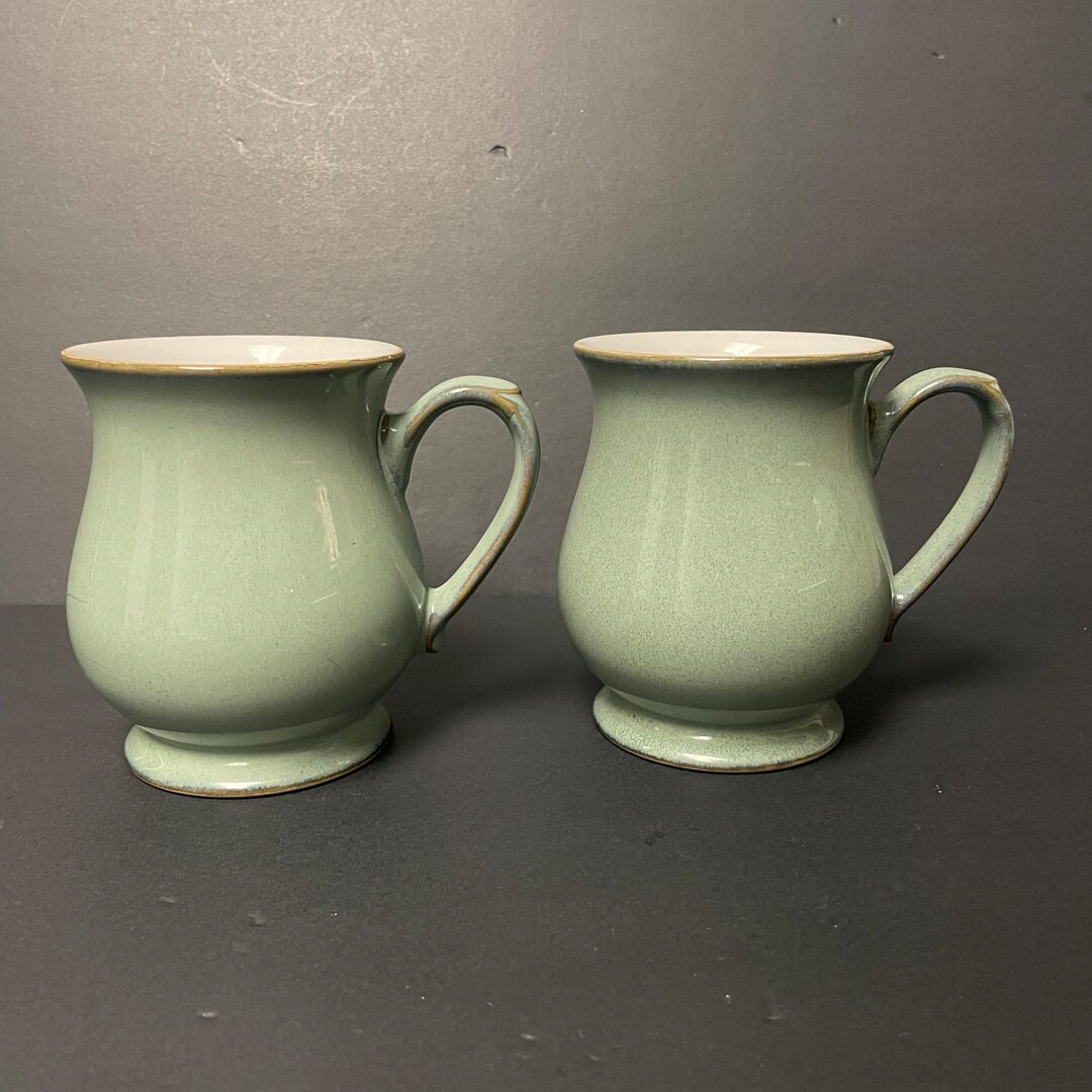 Vintage Pair of Denby England Craftsman Regency Green Stoneware Round ...