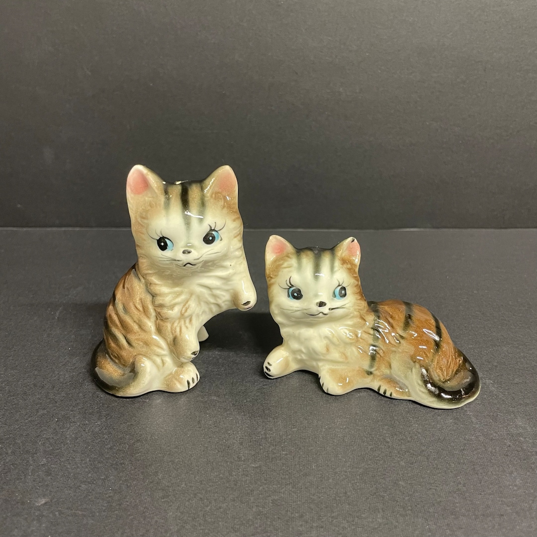 Vintage Cat Salt and Pepper Shakers Anthropomorphic Pair of Brown and ...