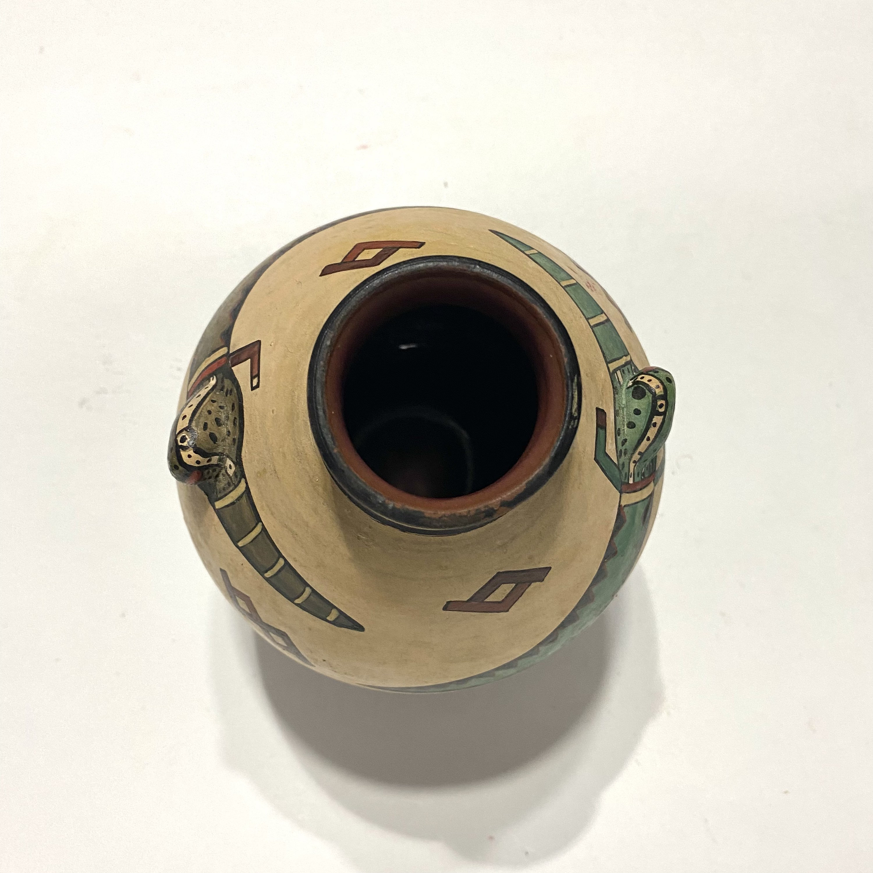 Vintage Clay Vase, Aztec Pattern Mexican Style Earth-tone Vase With ...