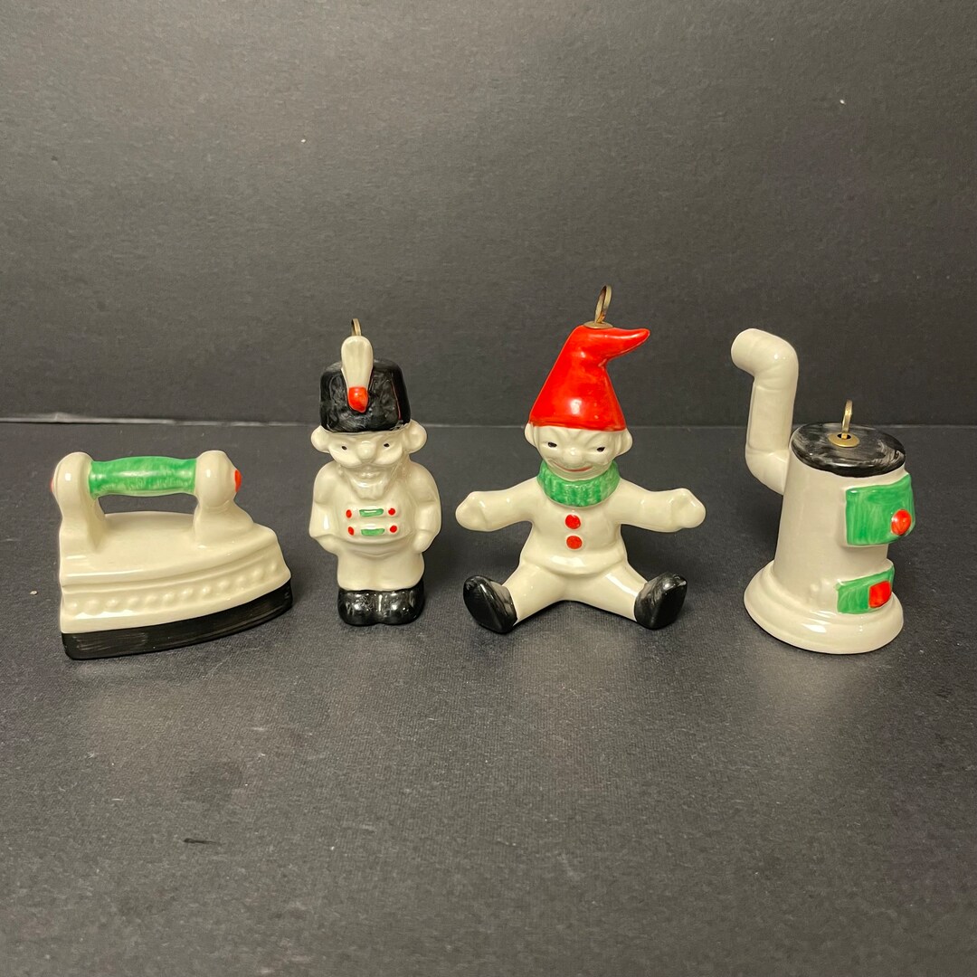 Vintage Goebel Germany Set of 4 Christmas Tree Ornaments Iron, Elf ...