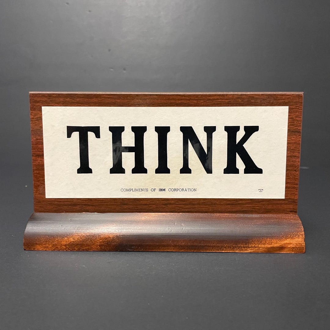 Vintage IBM Corporation THINK Desk Plaque Wood and Wood Laminate Sign ...