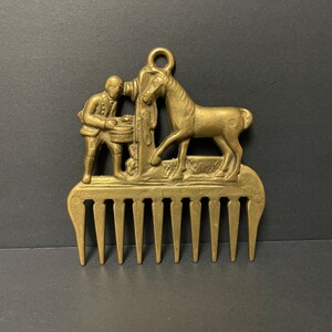 Vintage Brass Horse Comb With a Stable Man Feeding Horse, Wall Hanging ...