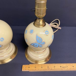Vintage Pair of Johnson Lazare Glass Lamps W/ Butterflies Yellow and ...