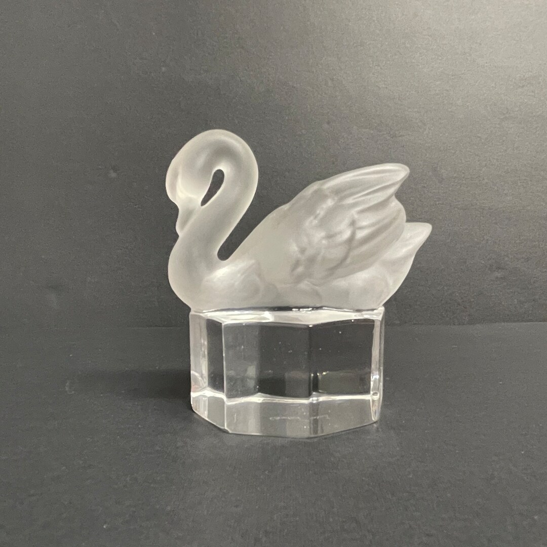 Vintage Goebel Frosted Glass Swan Figurine Crystal Bird Statue ...