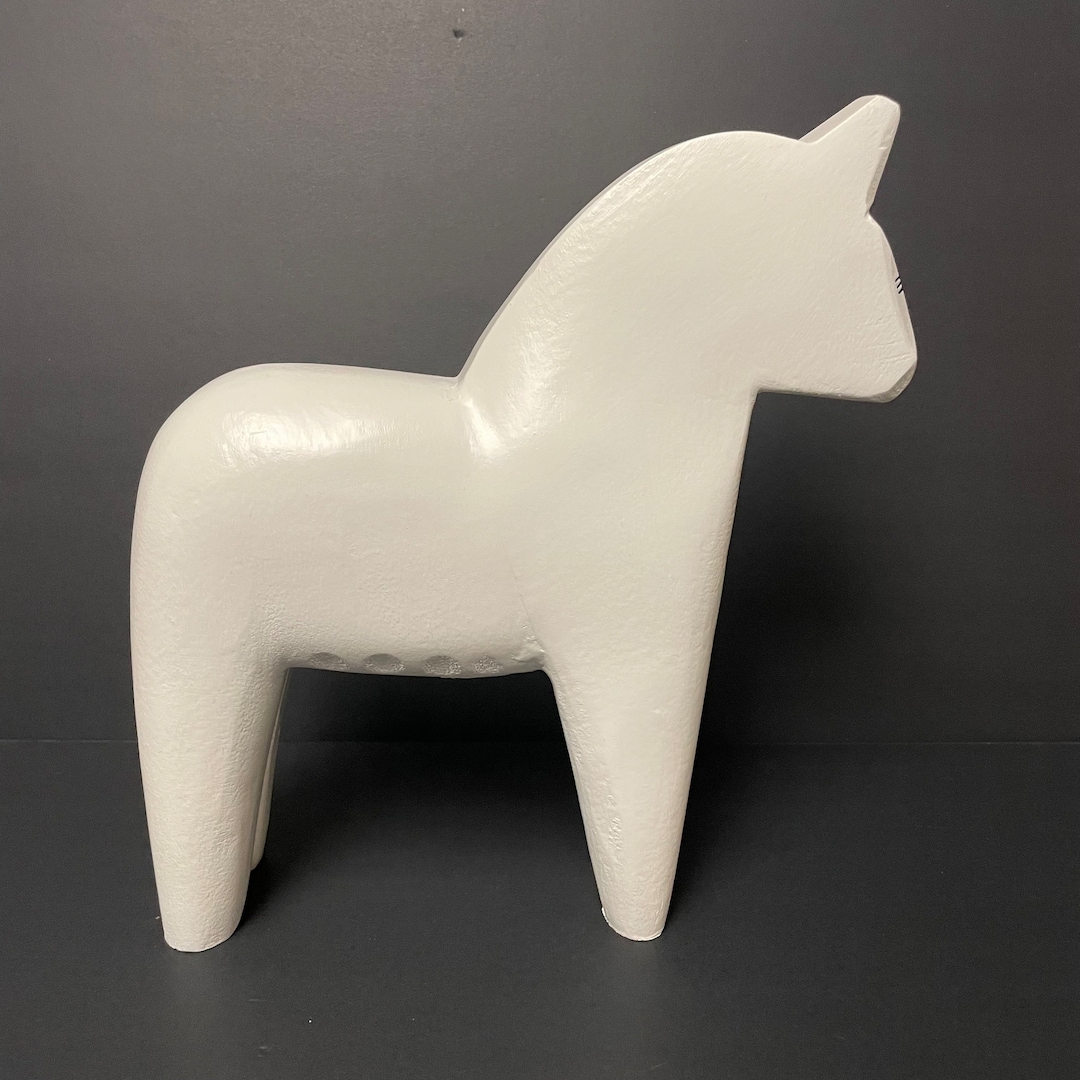 Vintage Wooden White Dala Horse Figurine Large Ikea Finansiell ...