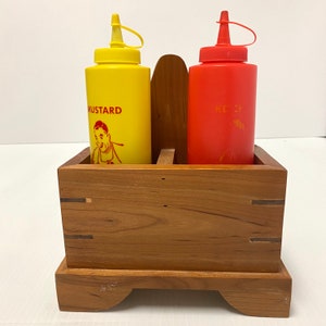 Vintage Wooden Kitchen Caddy, Condiment Holder With Handle Kitchen ...