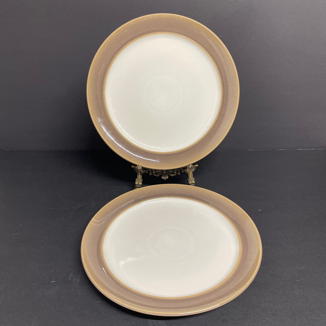 Vintage Denby Langley Truffle Lunch Plates Set of 2 Beige, Brown Wide ...