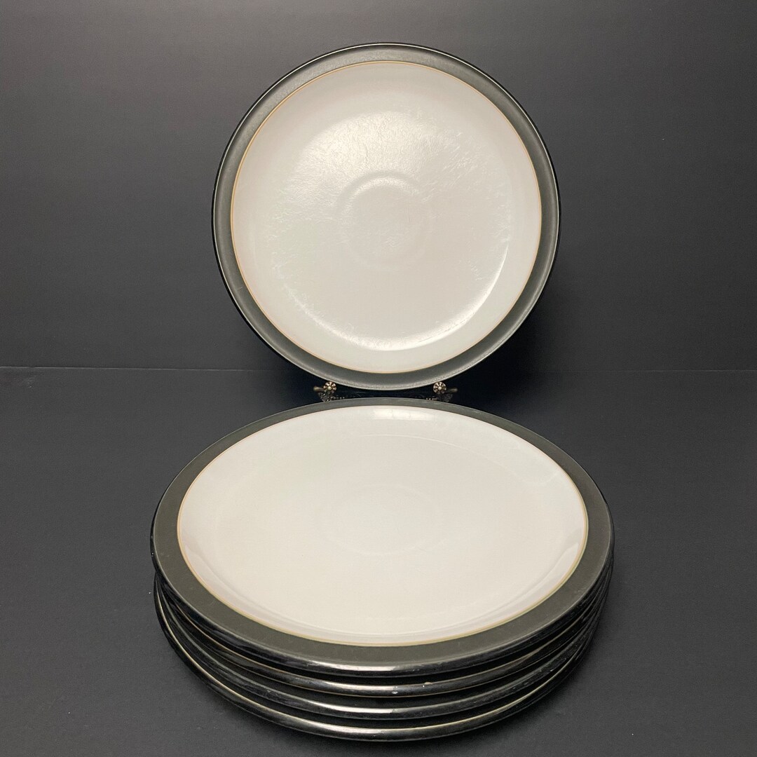 Vintage Denby Langley Jey Black Dinner Plates Black and White Set of 5 ...