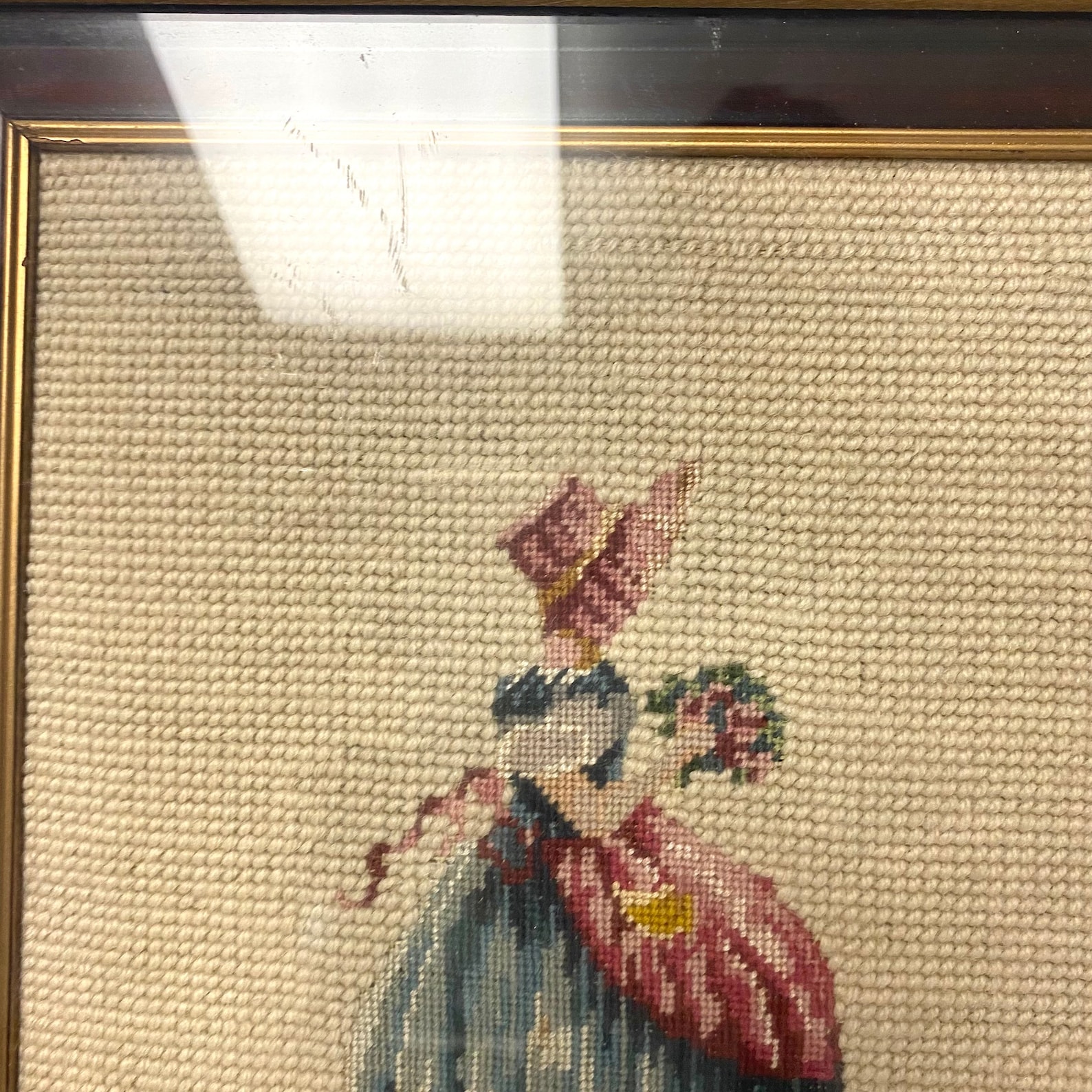 Vintage Needlepoint of a Victorian Little Girl Gathering - Etsy