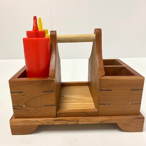 Vintage Wooden Kitchen Caddy, Condiment Holder With Handle Kitchen ...