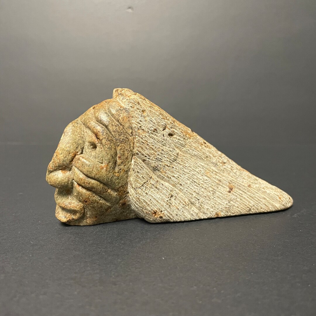 Vintage Soapstone Carved Face by Cleveland Sandy 6 Nations Reserve ...