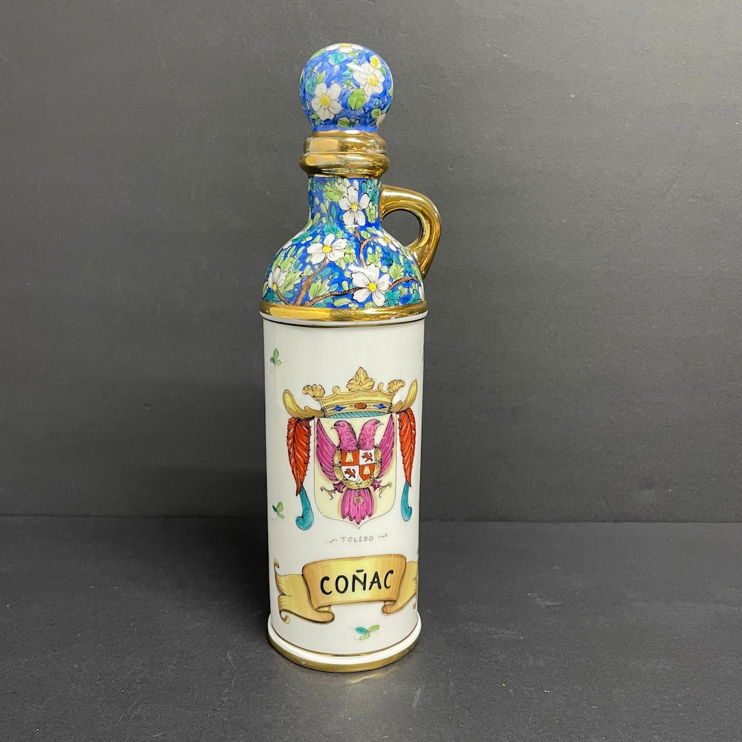 Vintage Ceramic Hand Painted Cognac Decanter Bottle Made in Toledo ...