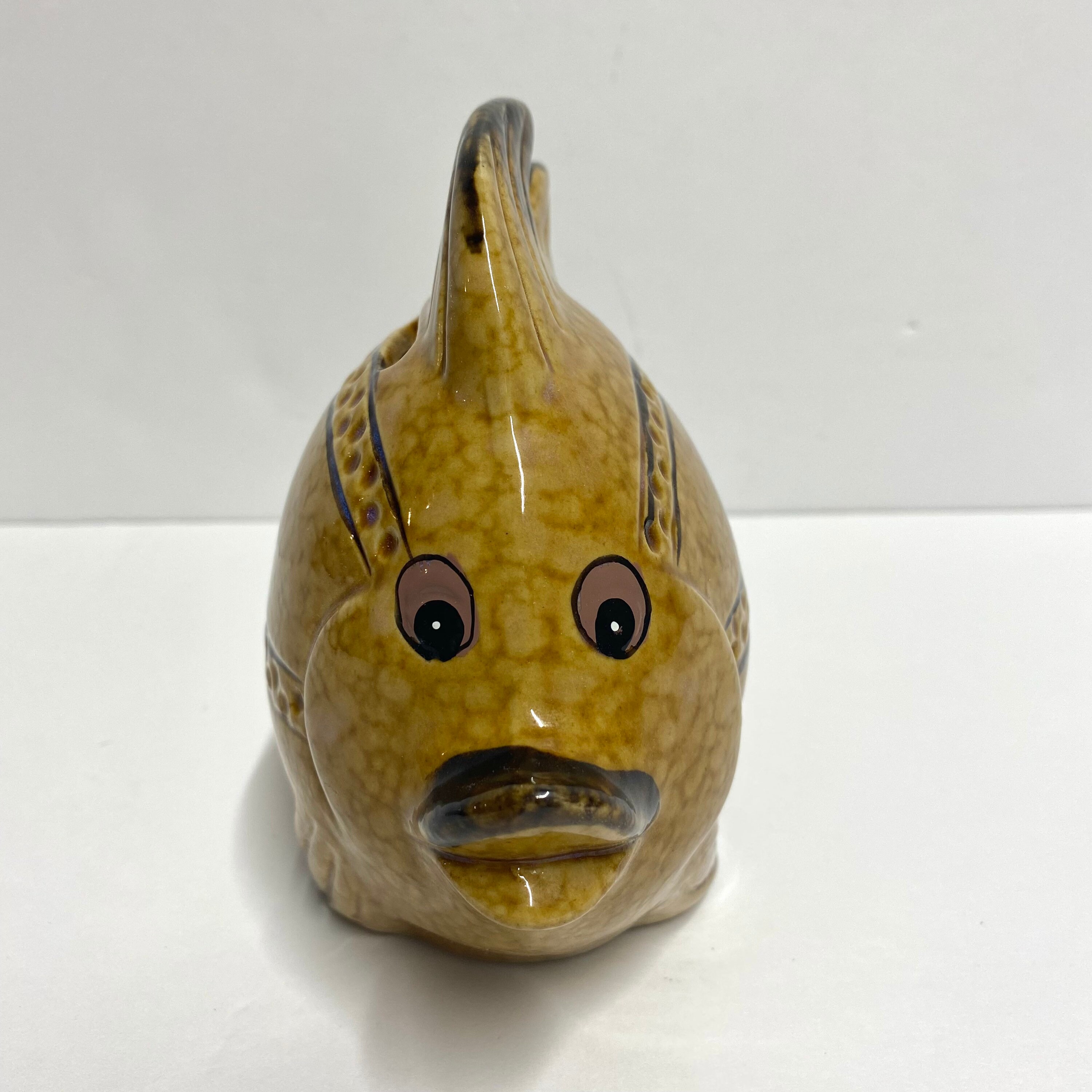 Vintage Ceramic Fish Piggy Bank Coin Bank Brown and Gold Tones | Etsy