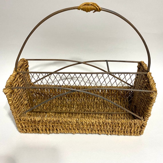 Vintage Wicker Letter Basket Office Organizer Boho Chic - Etsy