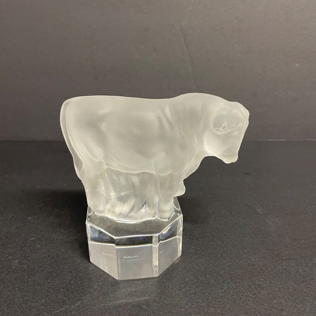 Vintage Goebel Frosted Glass Bull Figurine Crystal Nachtmann Animal ...