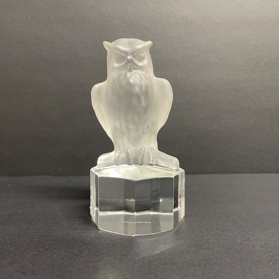 Vintage Goebel Frosted Glass Owl Figurine Crystal Owlet Bird Statue ...