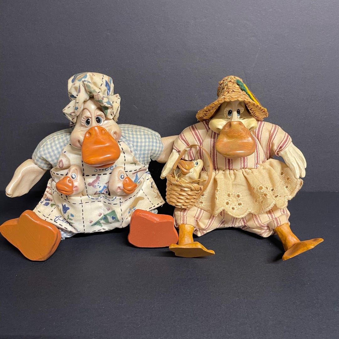 Vintage Russ Berrie Plush Ducks With Ducklings the Country Folks Series ...