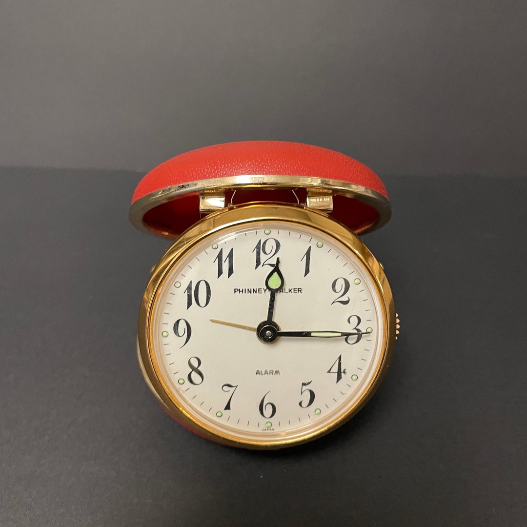 Vintage Phinney-walker Mechanical Travel Alarm Clock Round Red Casing ...
