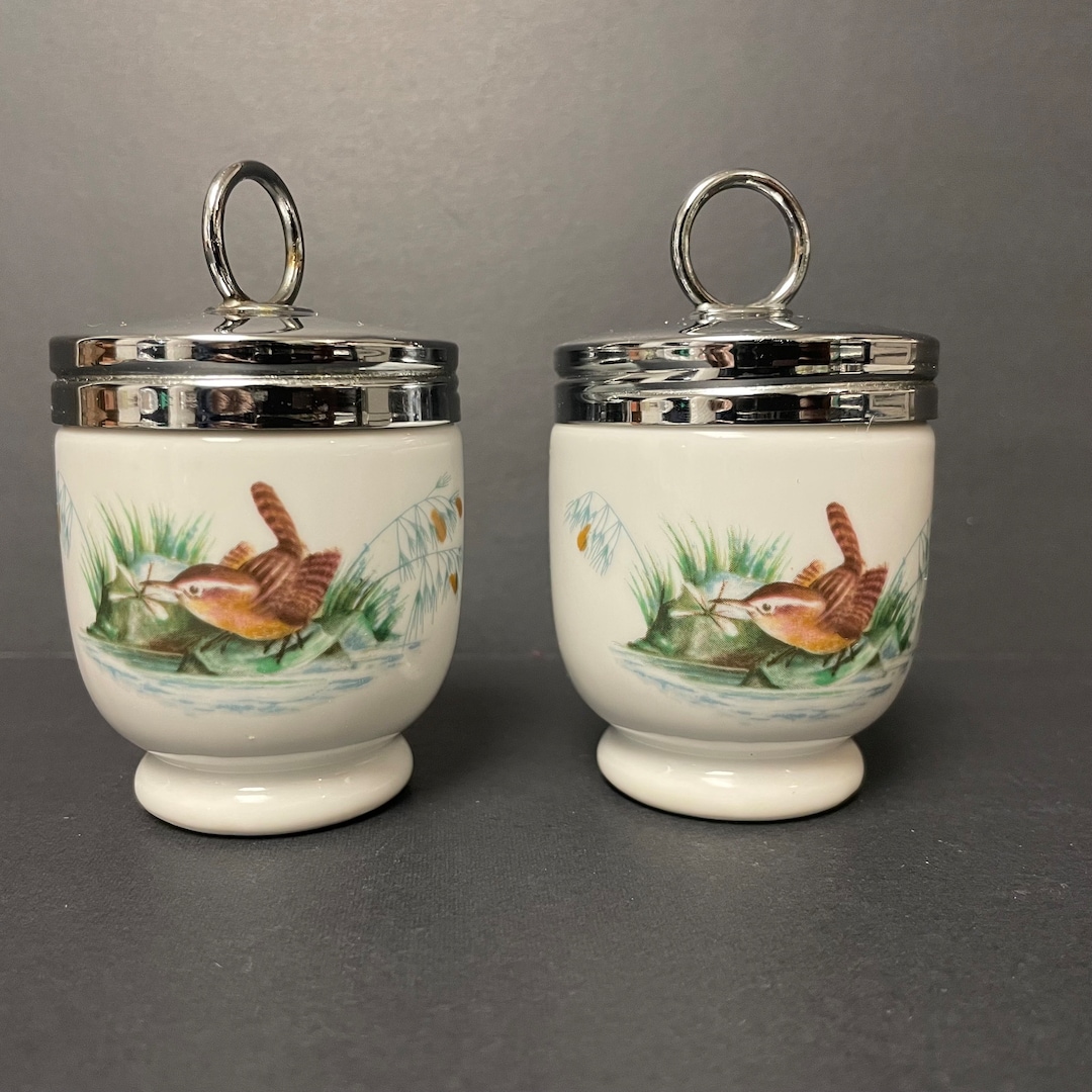 Vintage Egg Coddlers Royal Worcester Pair of 2 Porcelain Bird Design ...