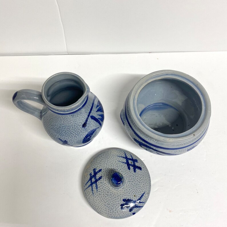 Vintage German Salt Glazed Ceramic Milk Pitcher and Sugar Bowl - Etsy