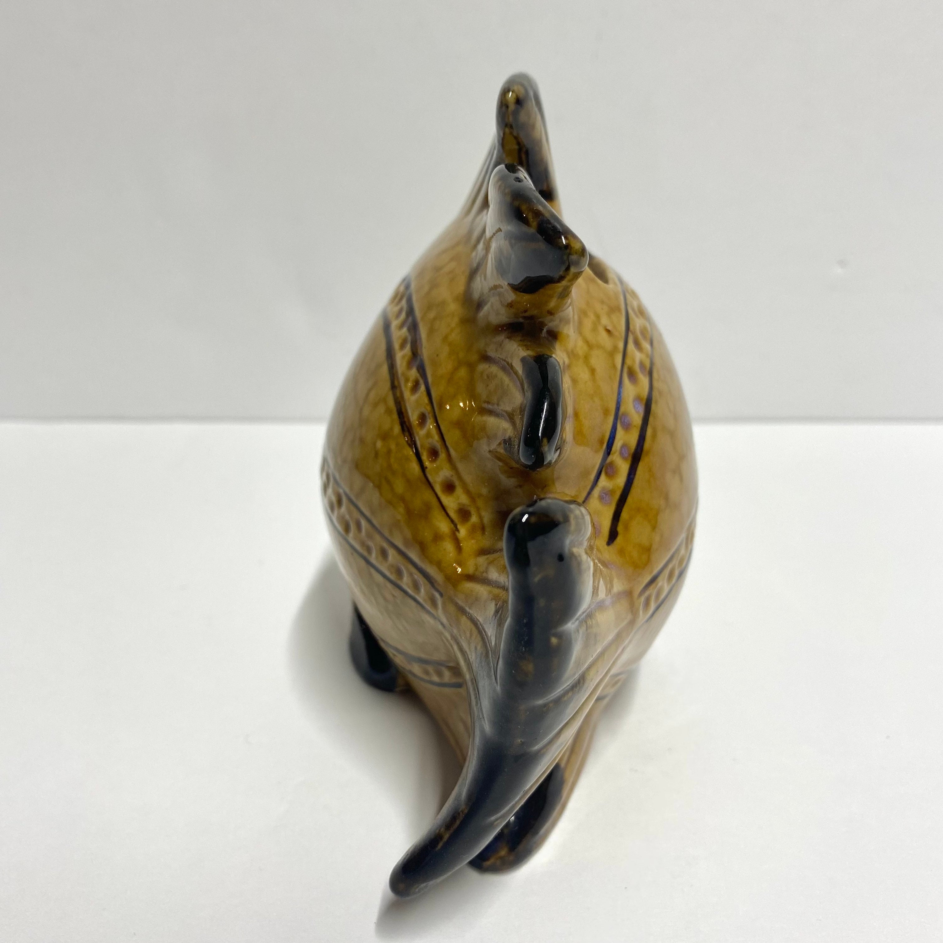 Vintage Ceramic Fish Piggy Bank Coin Bank Brown and Gold Tones - Etsy