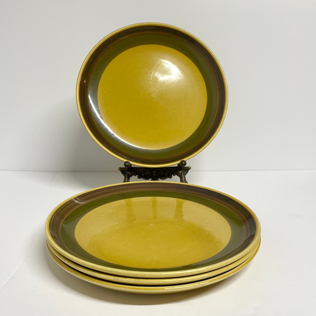 Vintage Stavangerflint Norway Dinner Plates Brown Green and Dark Yellow ...