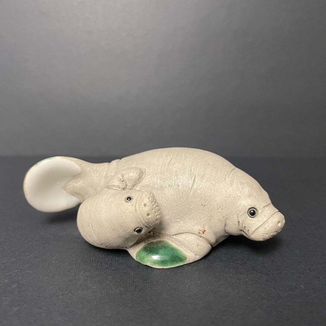 Vintage Coad Pottery Peru Mother and Baby Calf Manatee Figurine in ...
