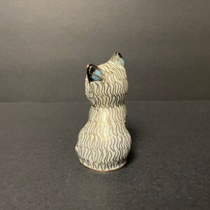 Vintage Cloisonné Cat Figurine in White Gold Black and Blue Kitty Cat ...
