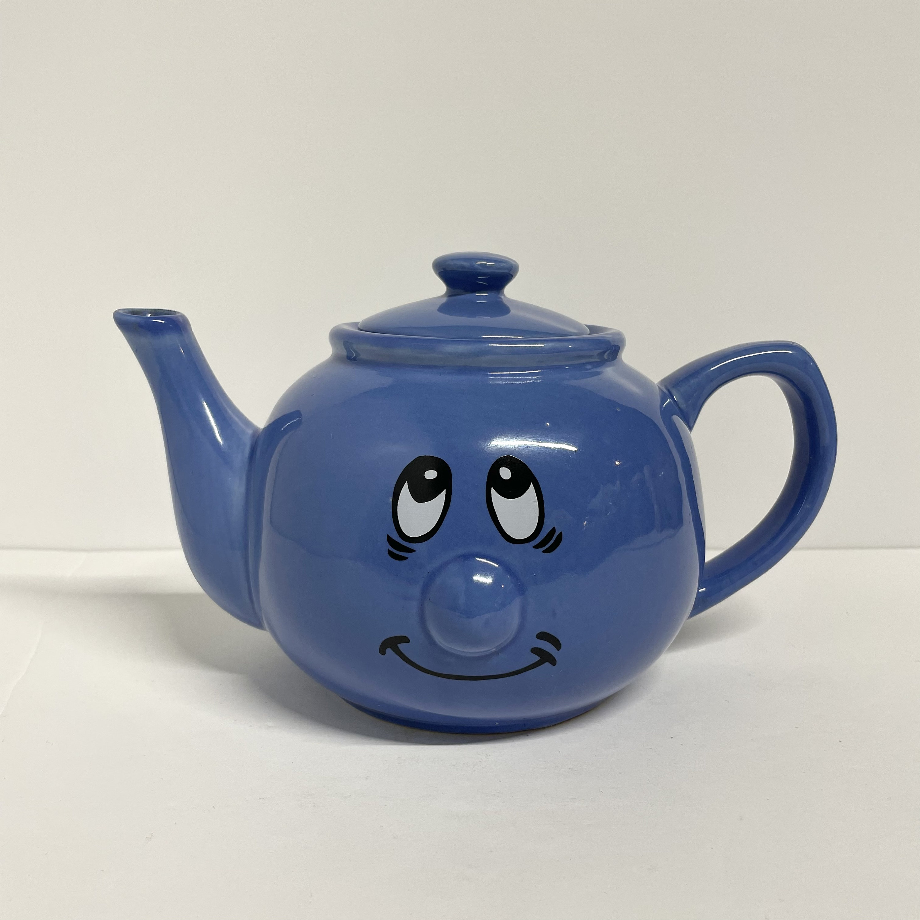 Vintage Blue Happy Face Smiling Teapot With Eyes Looking up 32 - Etsy