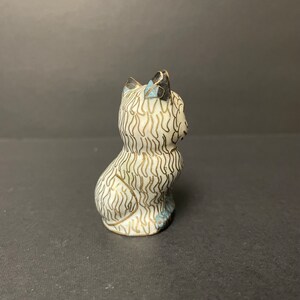 Vintage Cloisonné Cat Figurine in White Gold Black and Blue Kitty Cat ...
