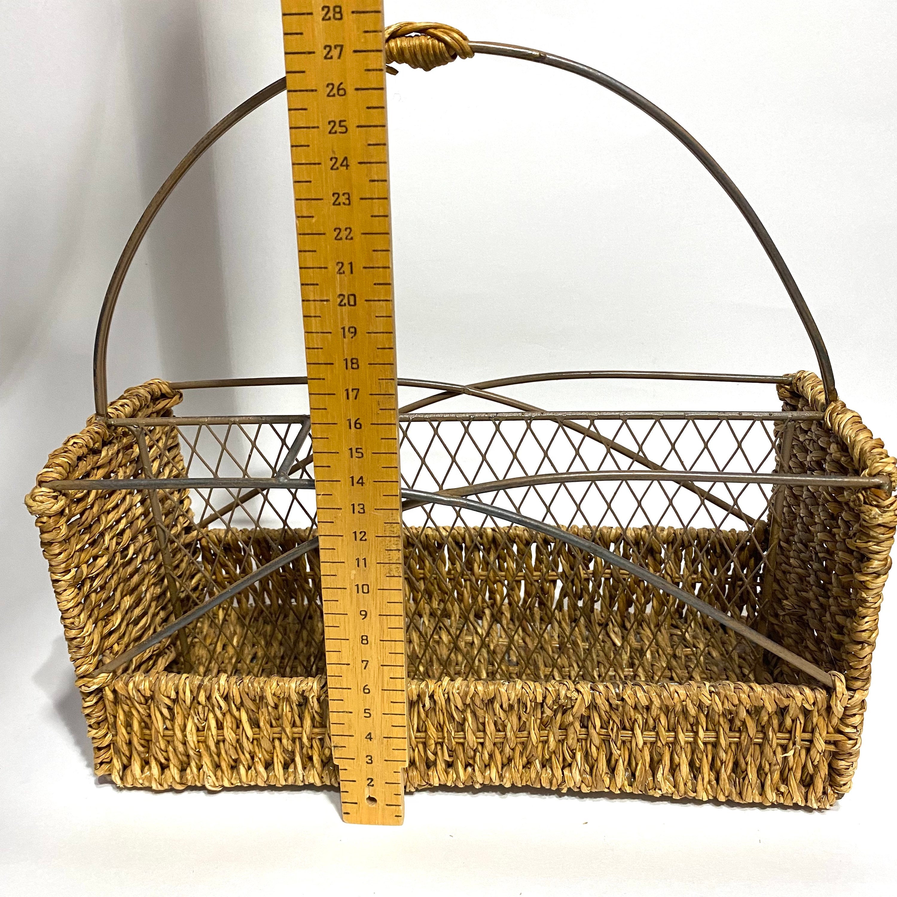 Vintage Wicker Letter Basket Office Organizer Boho Chic | Etsy