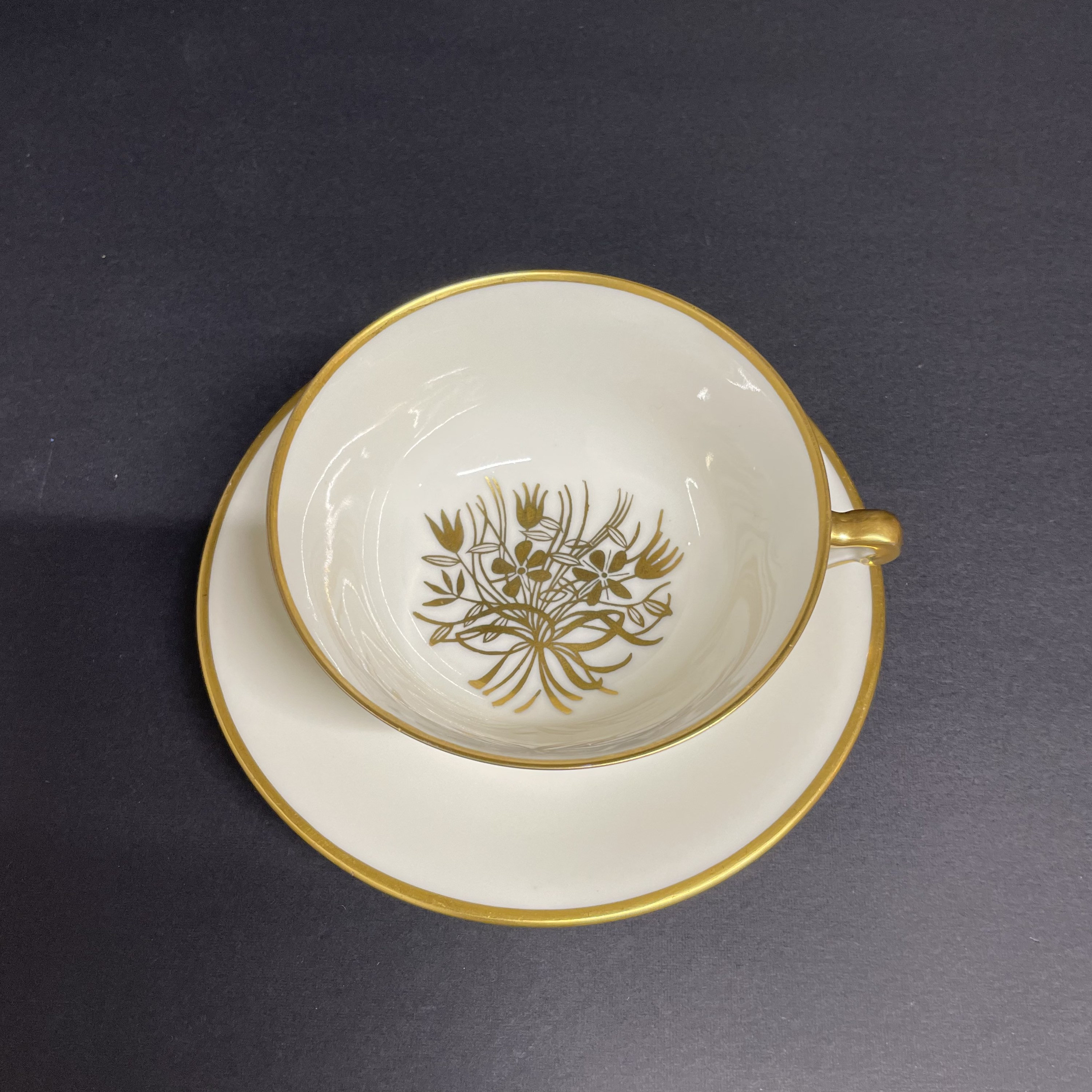 Vintage Raynaud & Co. Limoges France Tea Cup and Saucer White and Gold ...