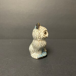 Vintage Cloisonné Cat Figurine in White Gold Black and Blue Kitty Cat ...