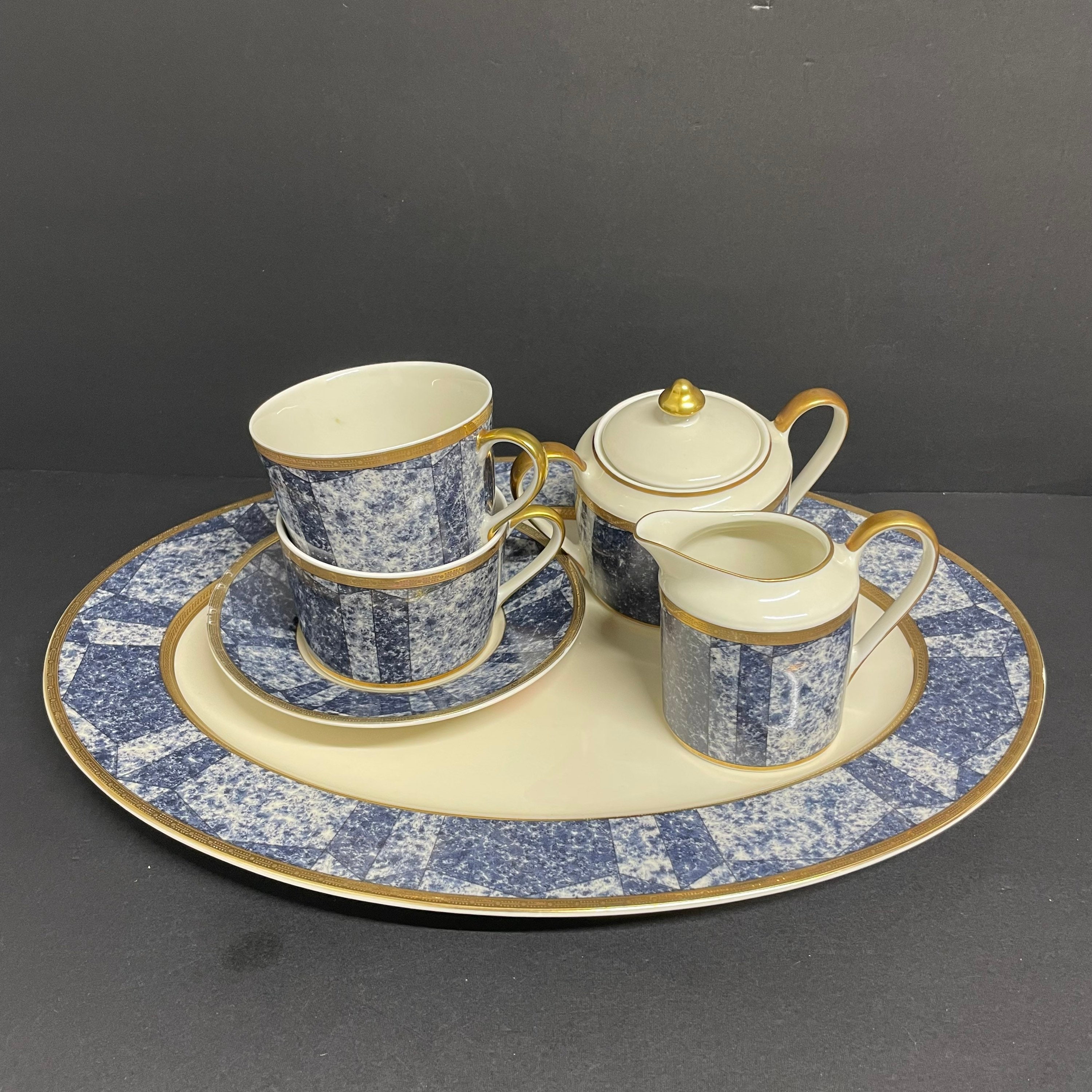Vintage Oscar De La Renta Tea Set With 2 Cups, 1 Saucer, Sugar, Creamer ...