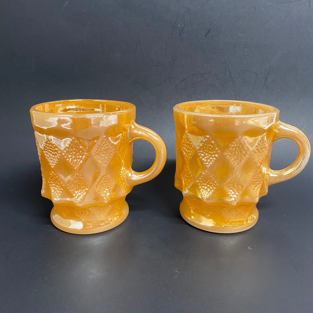 Vintage Fire King Peach Lustre Mugs Set of 2 Anchor Hocking Kimberly ...