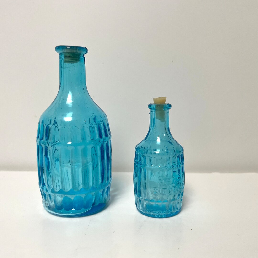 Vintage Wheaton Pair of Blue Root Bitters Bottles No Glass Medicine ...